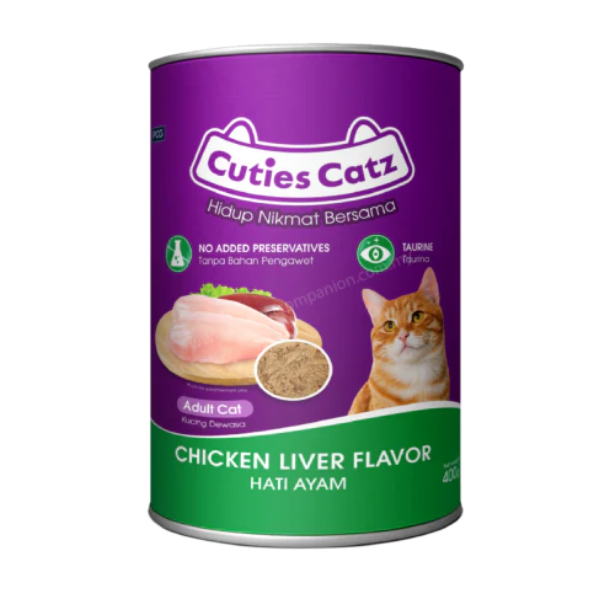 Cuties Catz Adult Chicken & Liver Flavor Canned Adult Food (TIN) - Pet ...